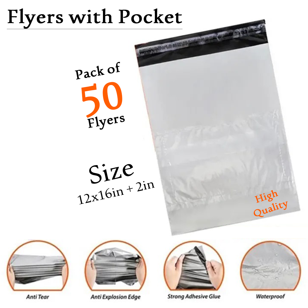 Pack of 50 Flyers, Shipping Flyer with Pocket, Delivery Flyer, Delivery ...