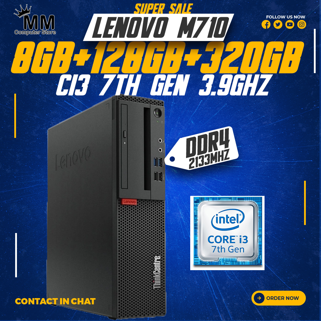 Core i3 7th Gen With DDR4 8GB RAM, 128GB NVME & 320GB, 500GB, 1000GB Hard Lenovo ThinkCentre ...
