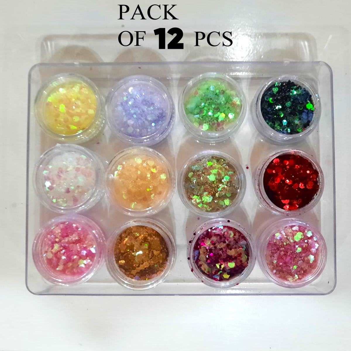 12 Holographic Pentagon chunky glitter tray for nails & eyes art, Resin ...