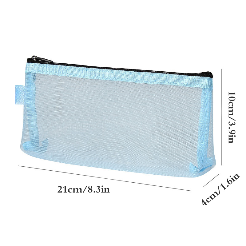 1Pc Clear Mesh Pencil Case Stereoscopic Zipper Pouch Office Student Pen Bag Portable School ...