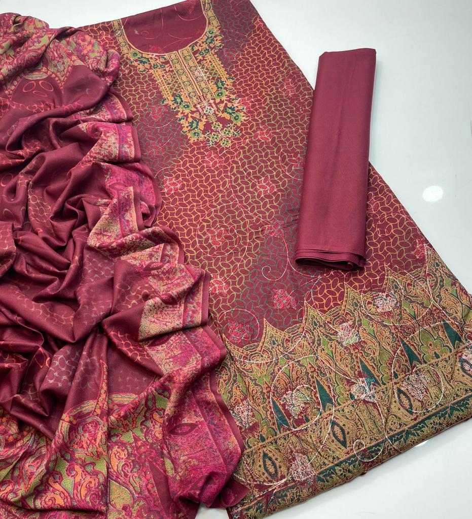 Lulusar Luxury Shamoz Silk Unstitched Suit For Women - 3 piece suit ...