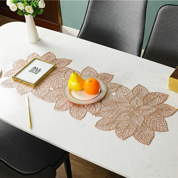 3 Feet Leaf Vinyl Table Runner, Center Table Dressing Table Non-Slip ...