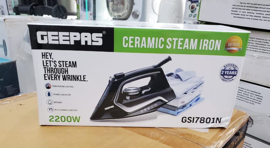 Original Geepas GSI7801N Wet and Dry Steam Iron with Ceramic Plate ...