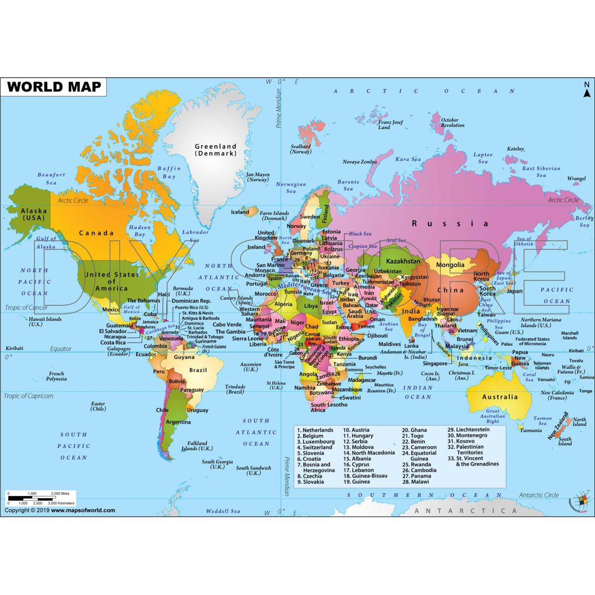 World Political Map Wall