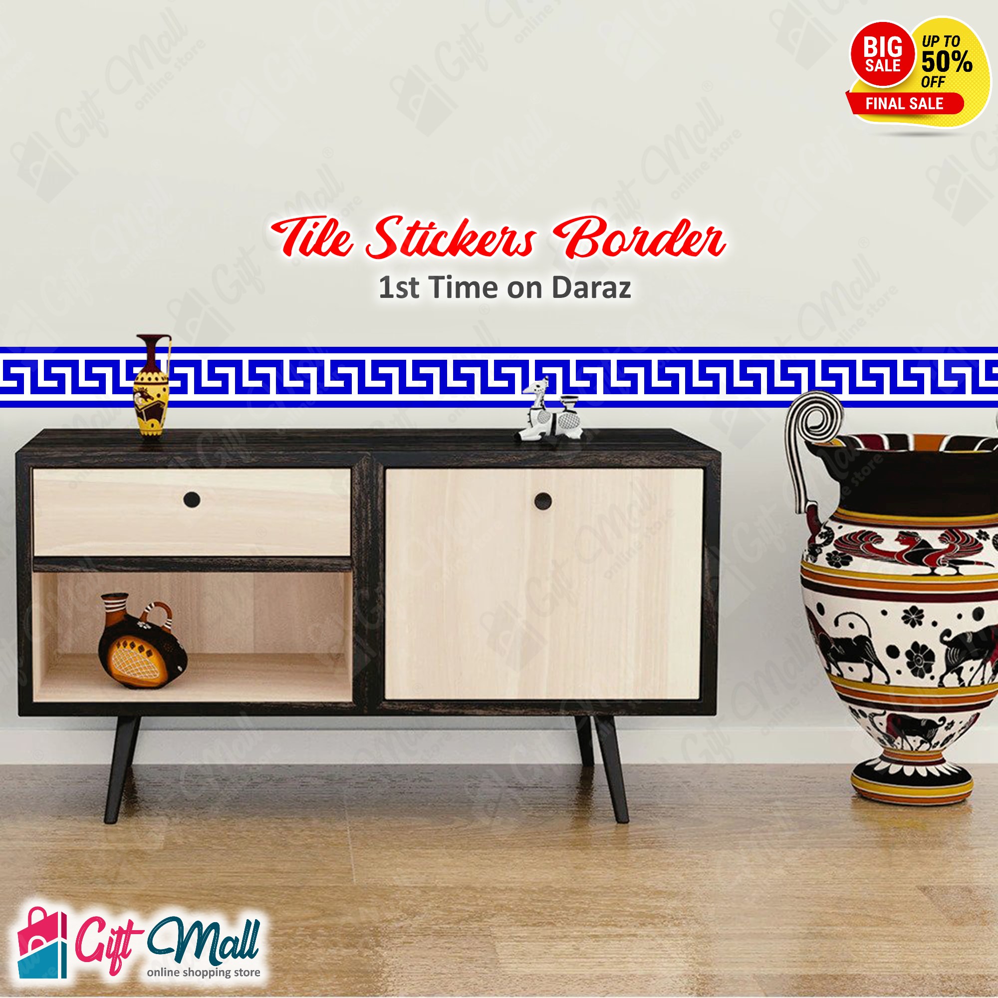 GIFT Mall - Blue Versace Design Wall Decorative Self Adhesive Tile ...