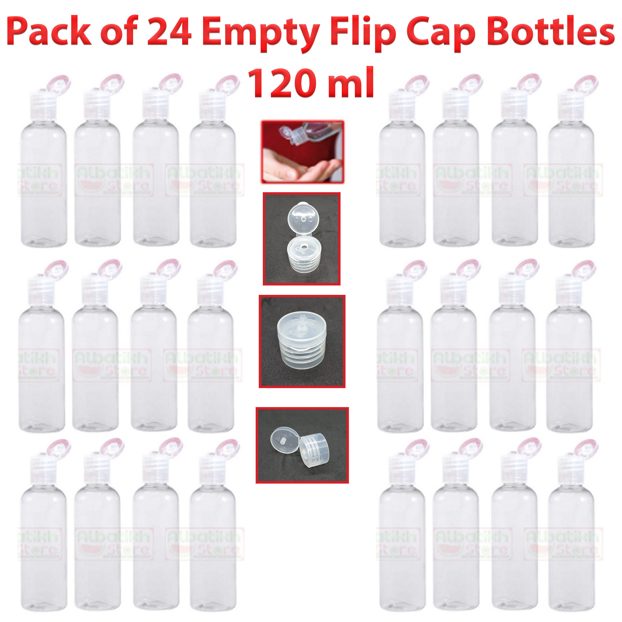 Pack of 24 Empty Plastic Flip cap Bottle 120ml | Daraz.pk