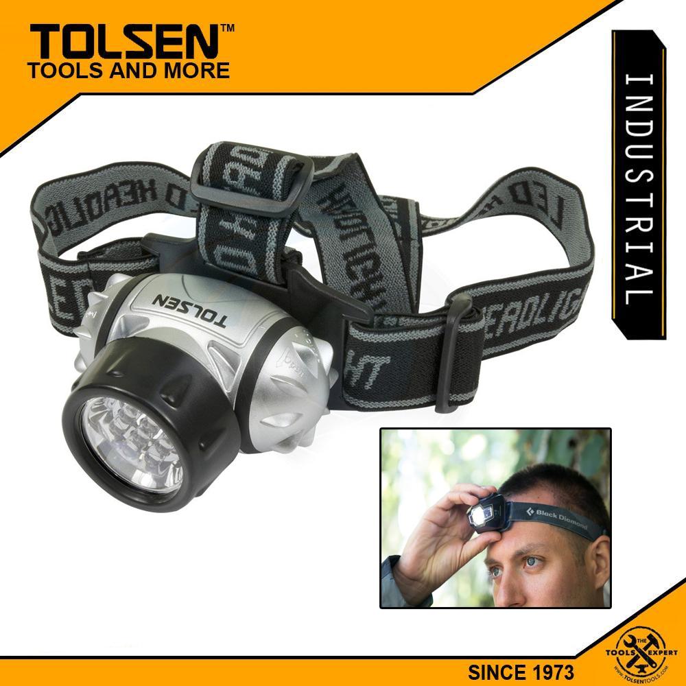 Tolsen 7 LED Headlamp with Adjustable Head Strap Work Head Light Flash ...