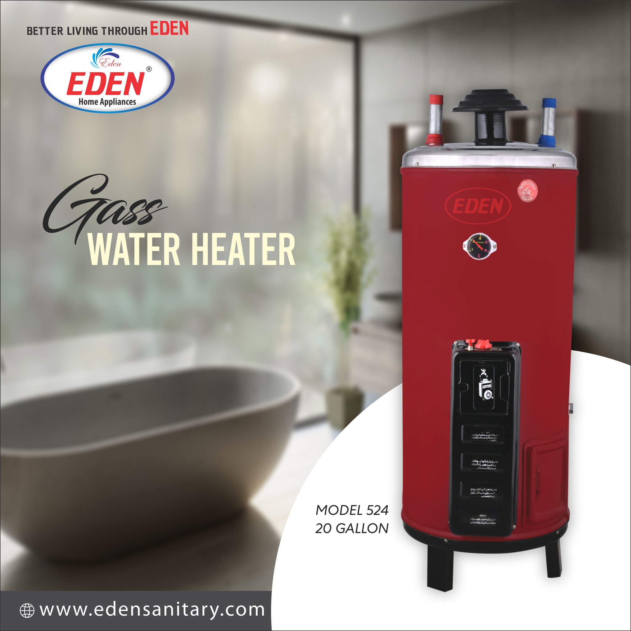 COMBINE GAS AND ELECTRIC WATER HEATER 80 LITTERS WITH 20 GALLONS AUTO ...