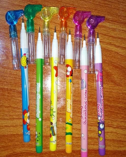 Pack of 4 Non Sharpening Pencils with Cap Translucent Pencils Stacking ...