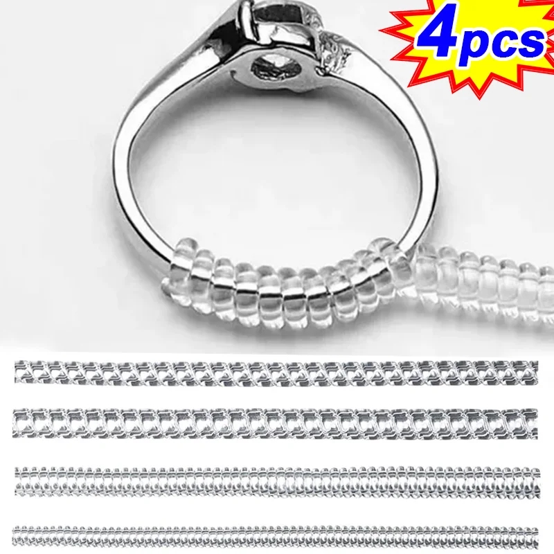 4pcs Spiral Based Ring Sizer Adjuster Guard Tightener Reducer Resizing ...