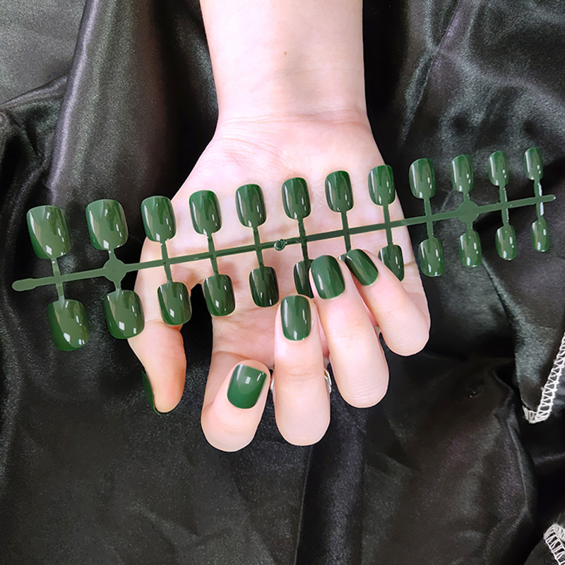 SUMMER 24 pcs Short Square Round Multiple Solid Color Fake Nails Uv ...