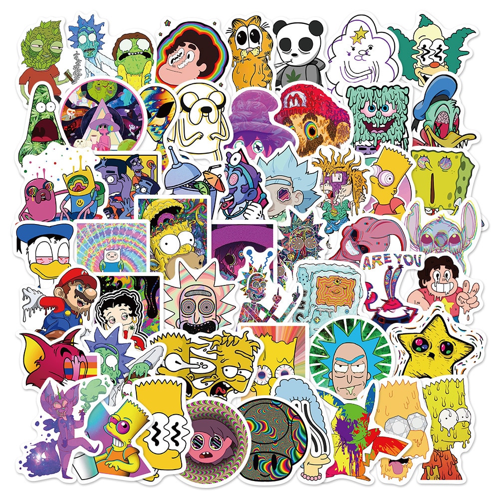 10/30/50PCS New Psychedelic Cartoon Graffiti Stickers Waterproof ...