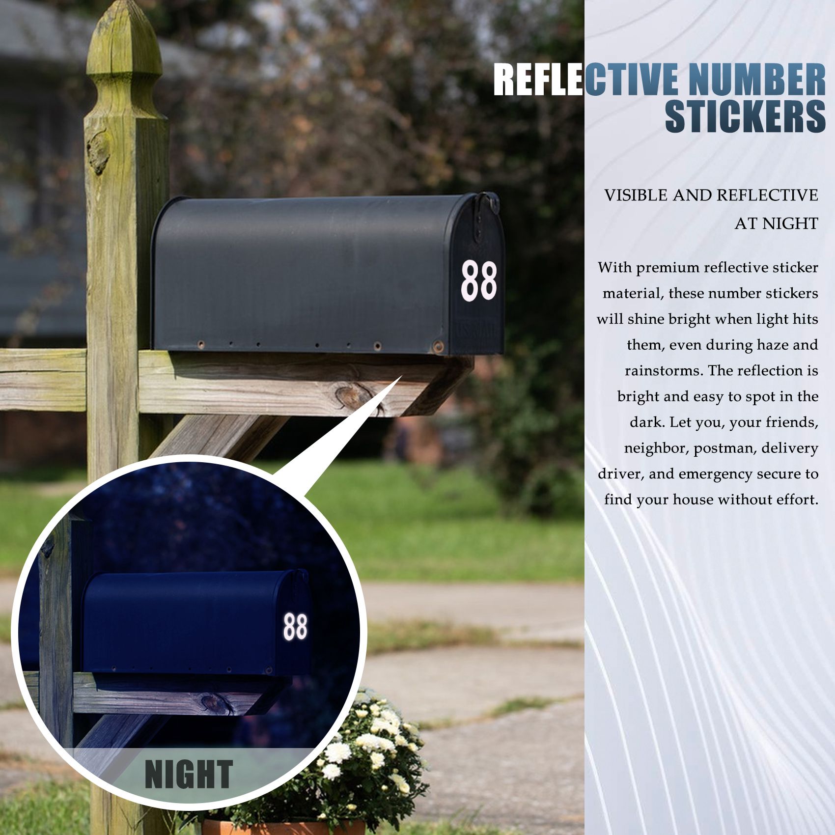 Mailbox Numbers for Outside, 10 Sets 0-9 Reflective Number Stickers ...