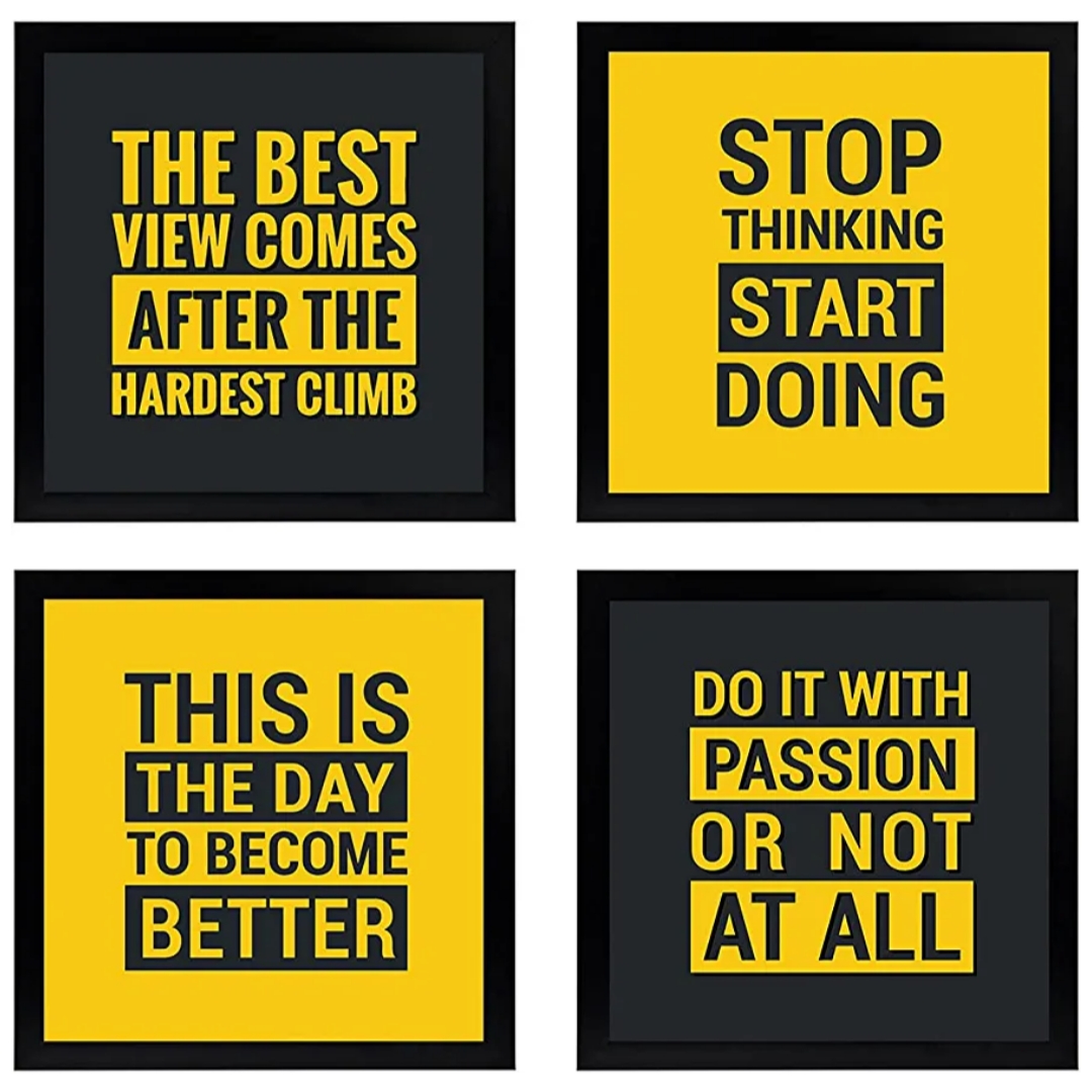 set of 4 motivational frames, wall frames for home and office, picture ...