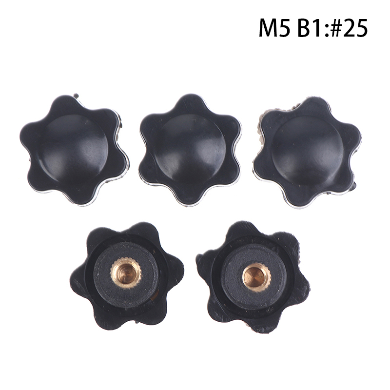 5pcs M4/5/6/8/10 Plum Hand Tighten Nuts Handle Thread Mechanical Black ...