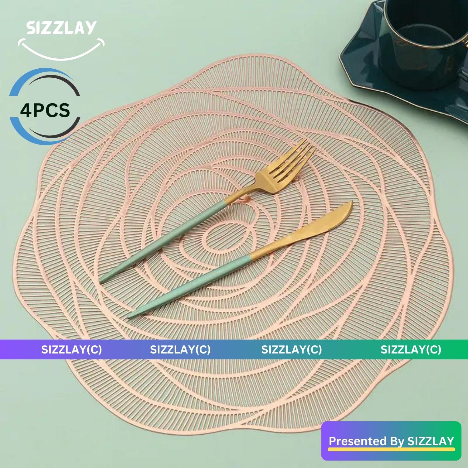 PVC Placemats & Coaster Golden & Silver Color Hollow Out Rose Gold ...