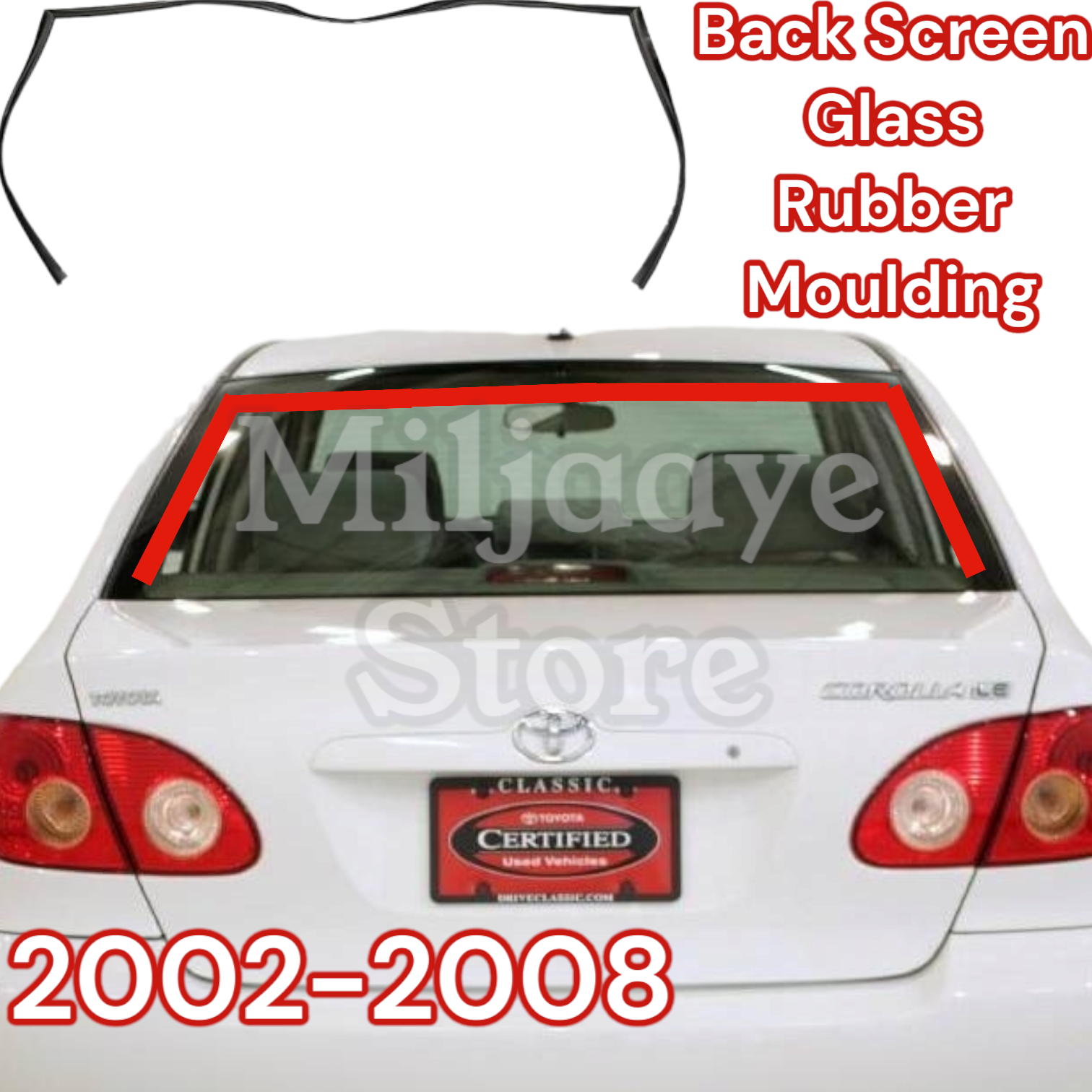 Toyota Corolla back screen Rear screen glass moulding black color for ...