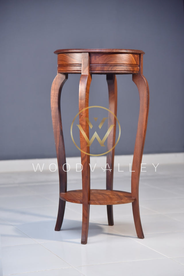 Shesham Wood Star Flower Table-Wooden Solid Round Flower Stand-Bedside ...