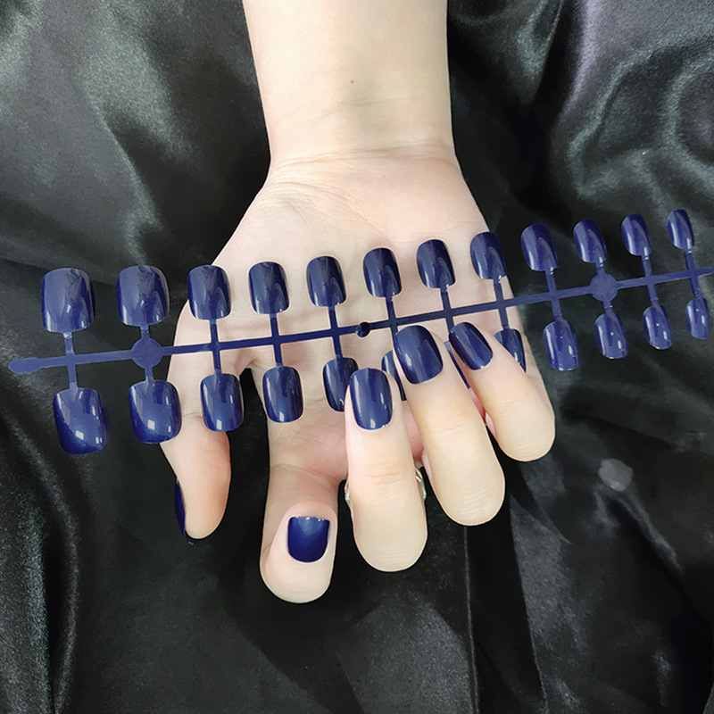 SUMMER 24 pcs Short Square Round Multiple Solid Color Fake Nails Uv ...