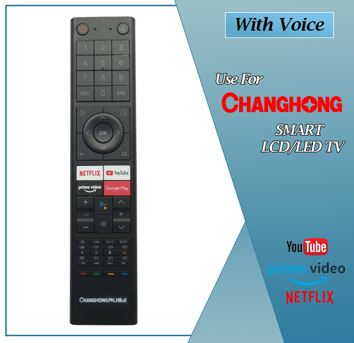 Changhong Ruba with voice Remote Control for smart LED TV Easy to ...