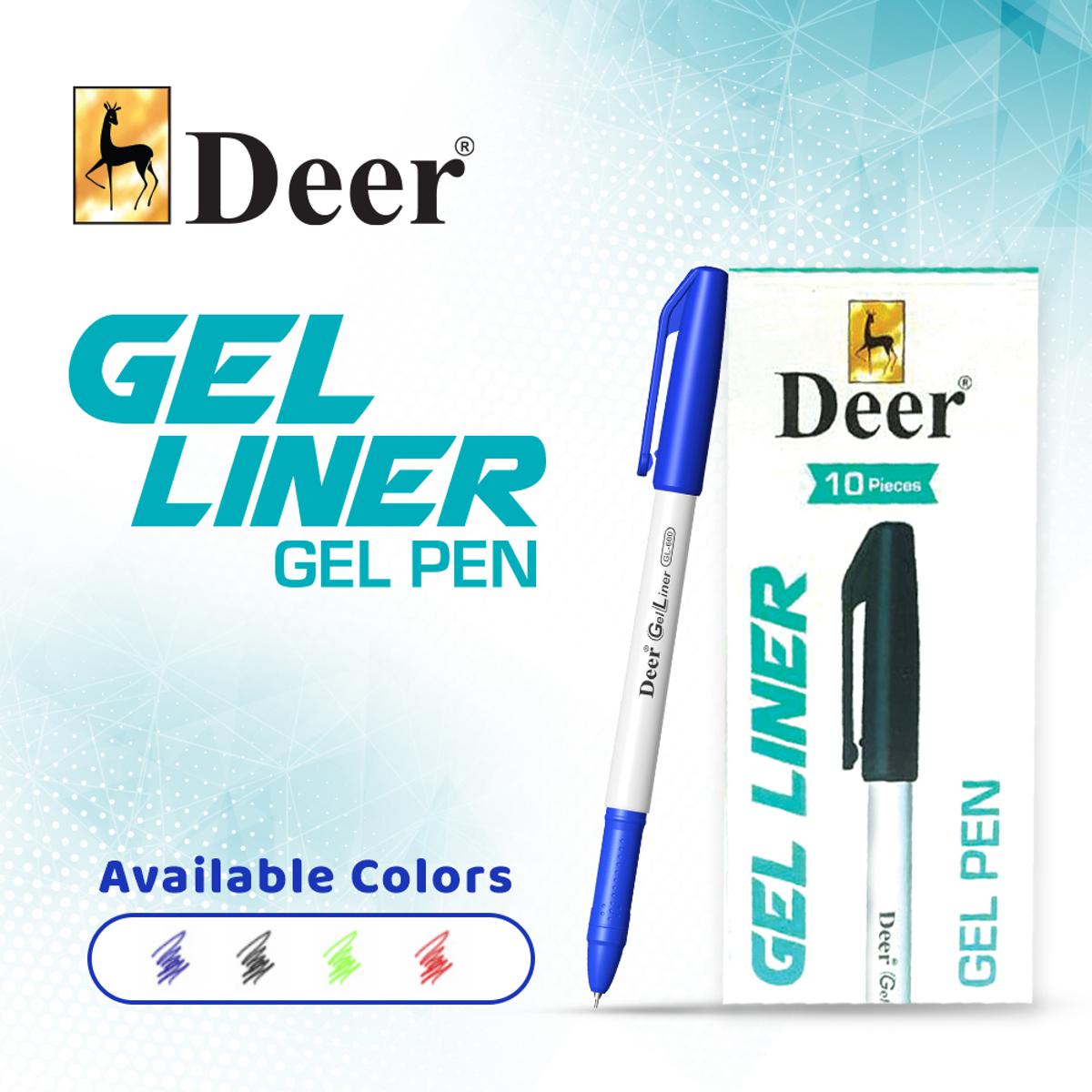 DEER GEL LINER PEN BOX (10 pcs/box) in 4 colors + 1 EXTRA FREE PEN ...