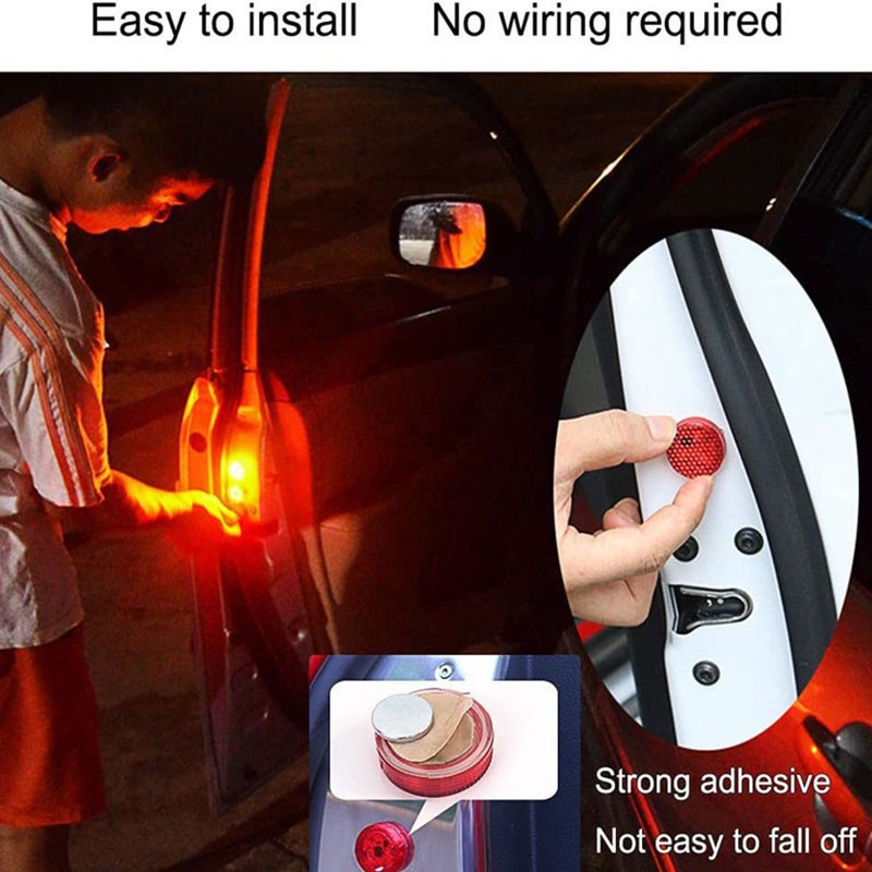 2PCS Car LED Door Warning Lights RGB Flashing Sensor Blue Lights Wiring ...