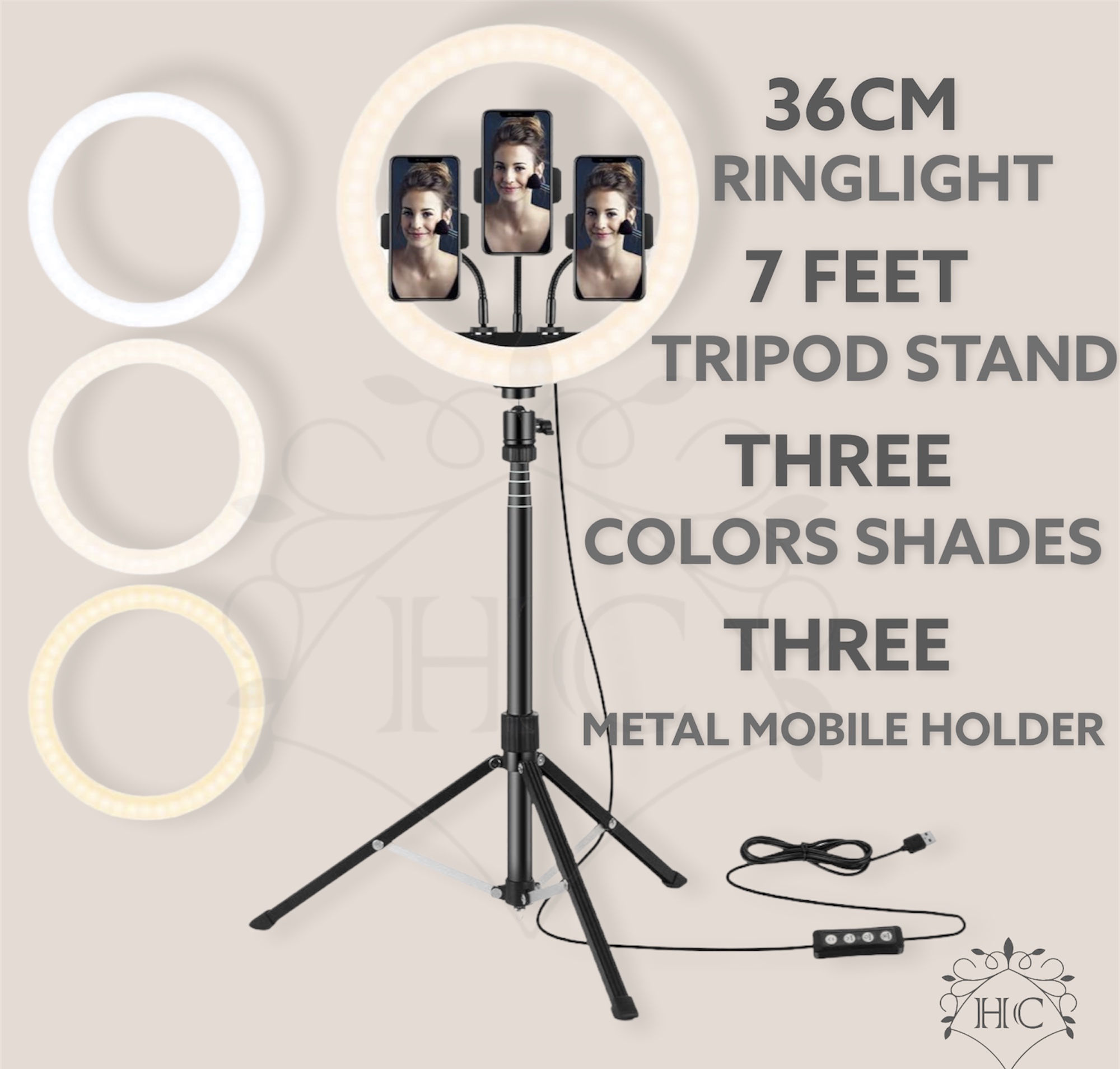 26CM Selfie LED Ring Light 7 Feet Tripod Stand & Mobile Phone Holder 26 CM ring light with Best ...