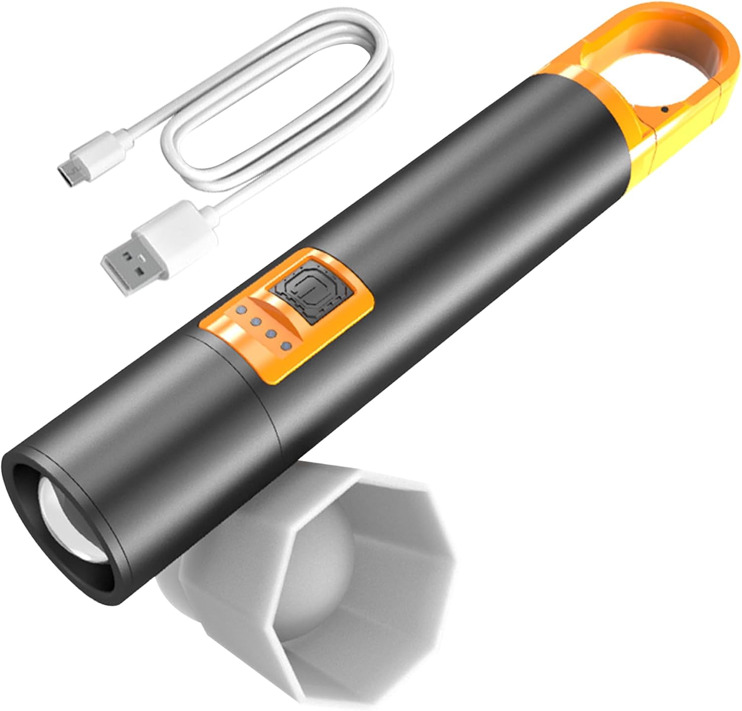 New Design Adjustable Zoom Light Pocket Torch Black Color Metal Body ...