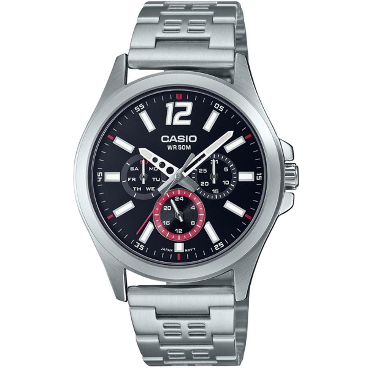 CASIO BLACK DIAL WITH DATE, DAY & 24 INDICATOR MEN'S WATCH - MTP-E350D ...