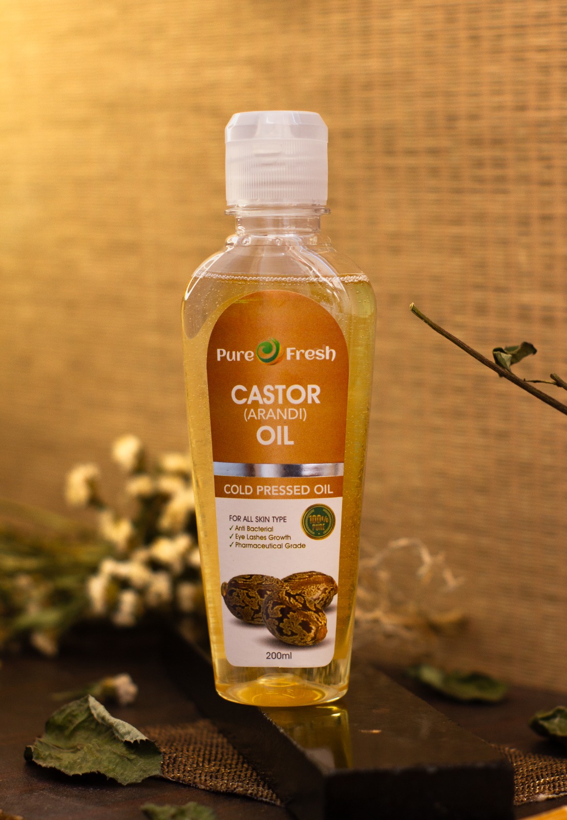 Pure O Fresh Premium Castor (Arandi) Oil - Cold Pressed - Hair ...