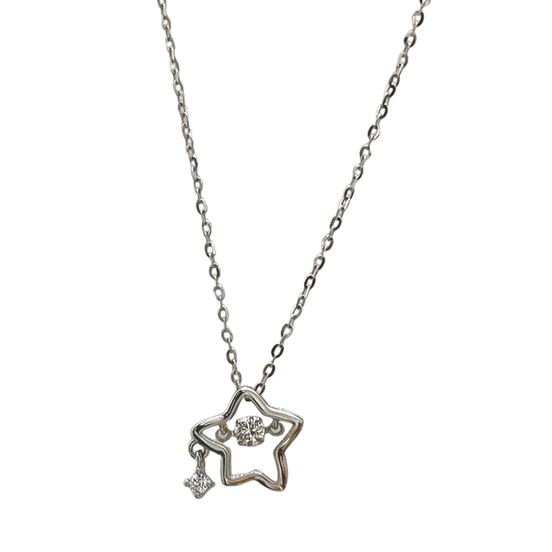 Fresh Hollow Star Necklace Fashion Shiny Crystal Pendants For Girl ...