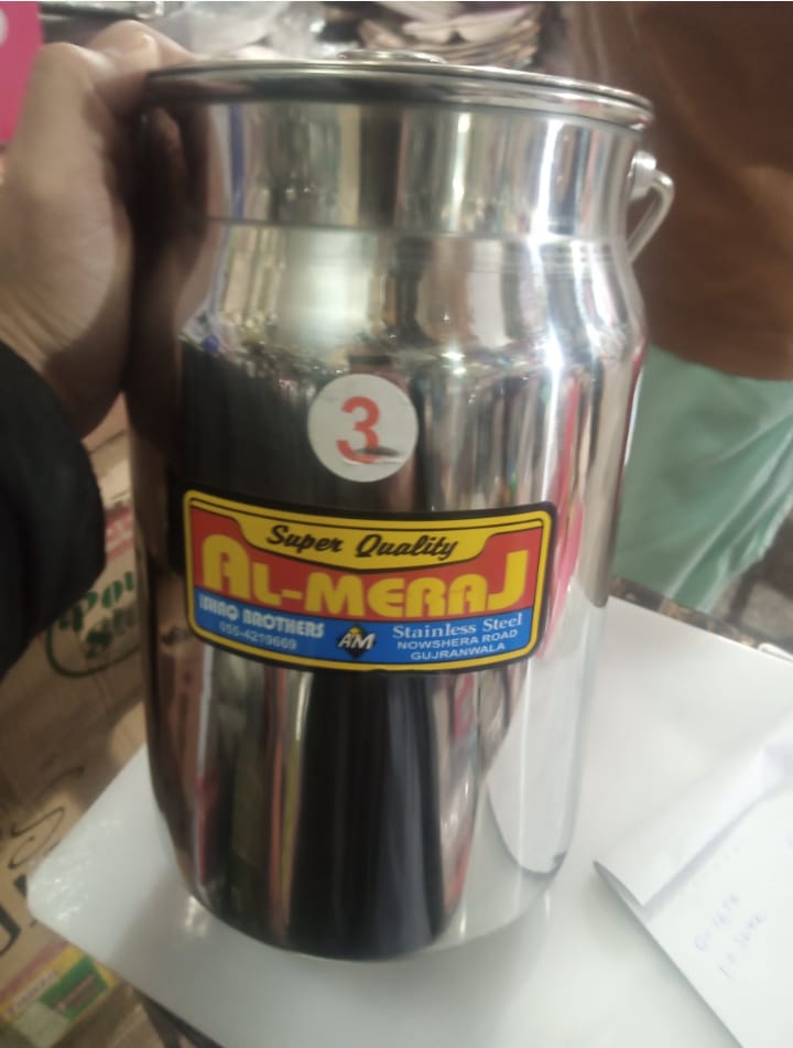 Milk and Oil Can Bucket and Canister Stainless Steel with Handle Ghee ...