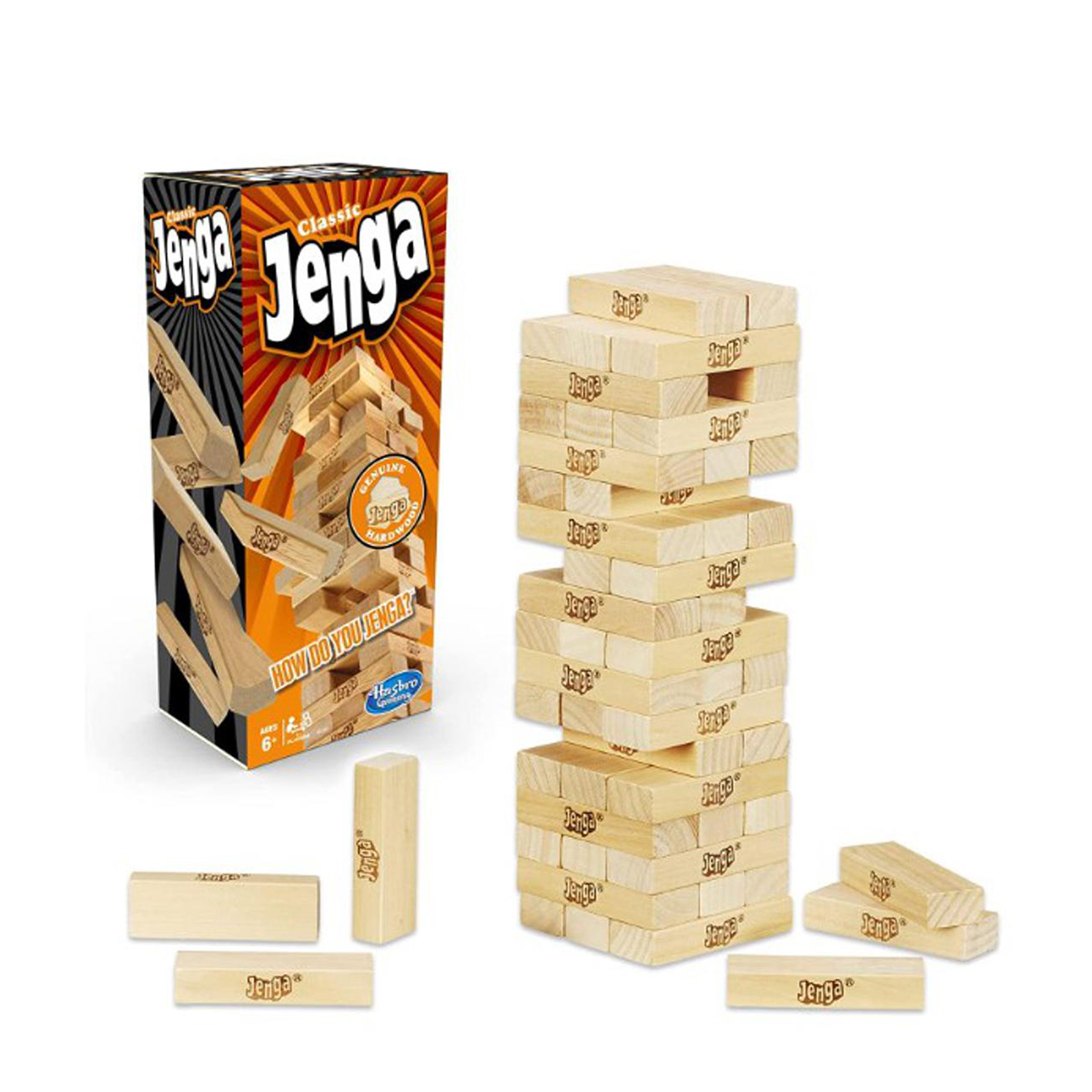 Classic Hasbro Gaming Jenga Tower Wooden Blocks Game 72, 60, 54, 51, 48 ...