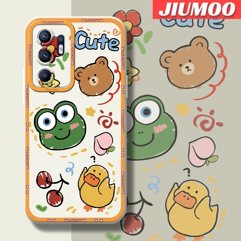JIUMOO Case For OPPO Reno 6 4G Case Cartoon Cute Oil Frog Thin ...