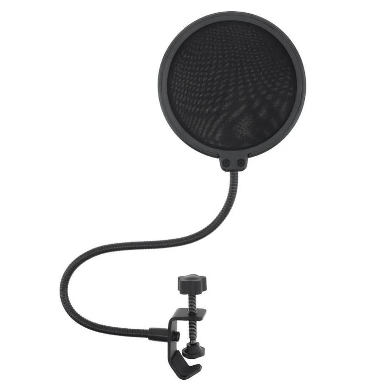 Microphone Pop Filter Shield Dual Layers Wind Proof Screen Flexible 360 ...