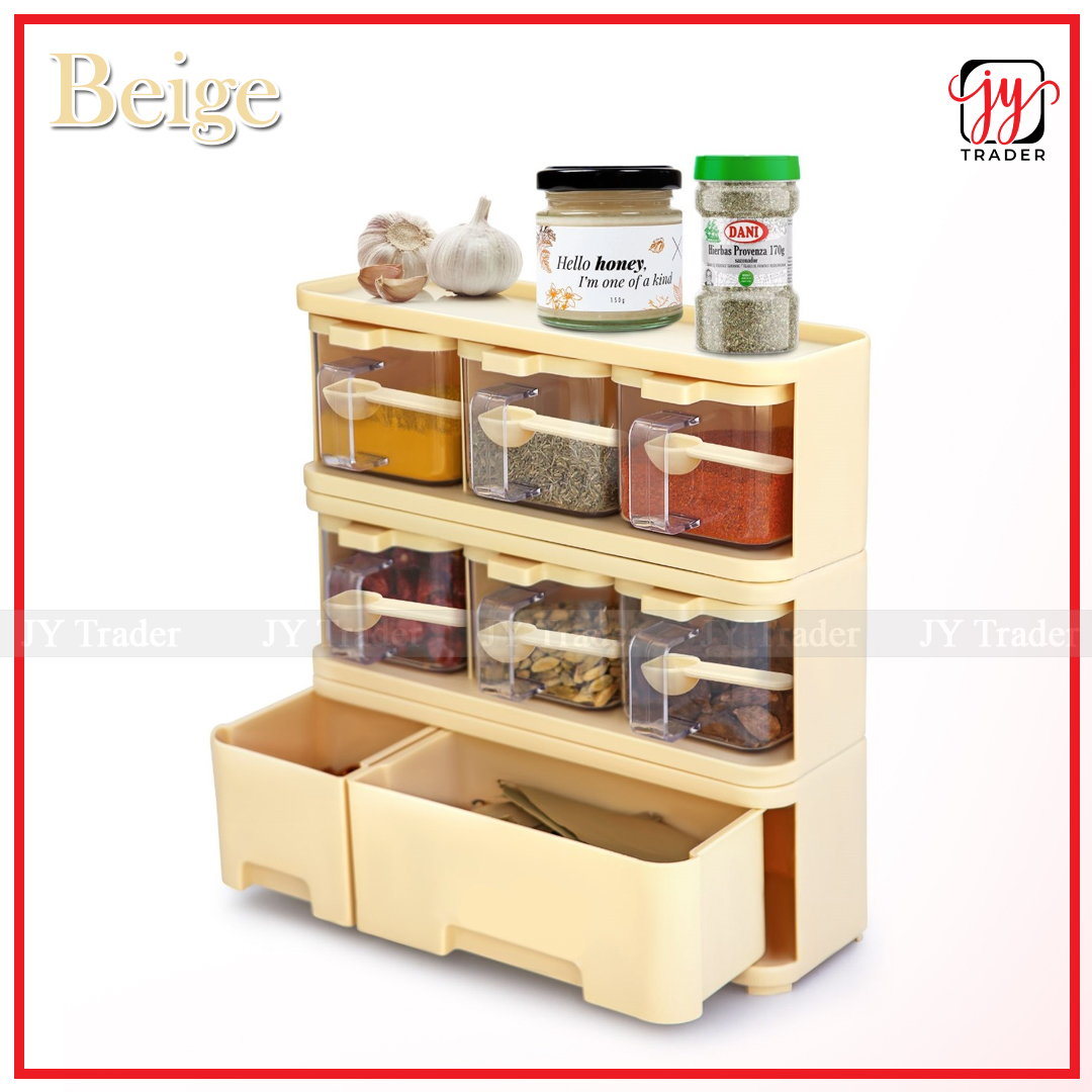 Luxury 1, 2, or 3 Layer Spices Rack for Kitchen, Masala Jar Box Set ...