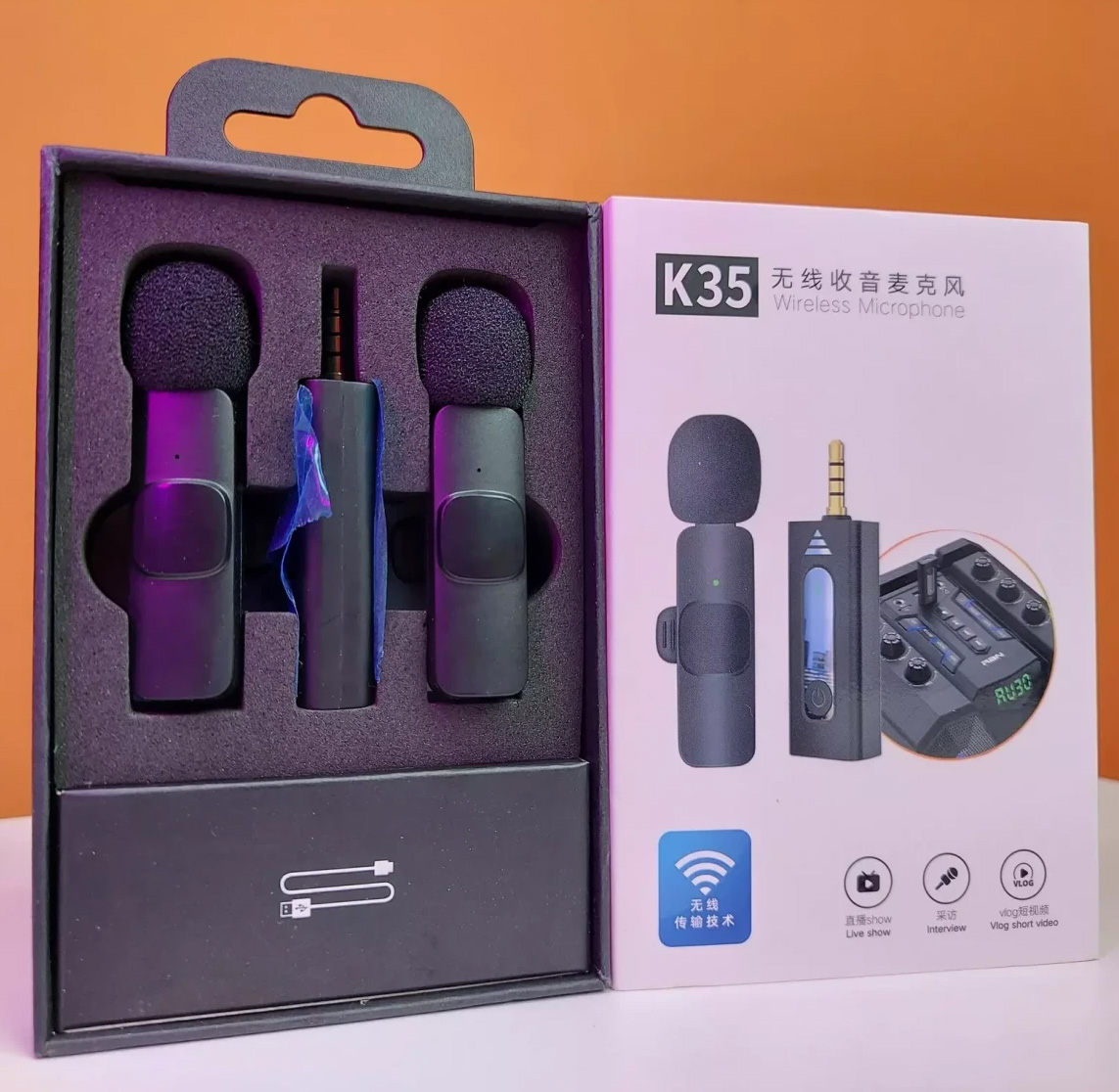 K35 Dual Microphone / K35 High Quality Wireless Dual Microphone With 3 ...
