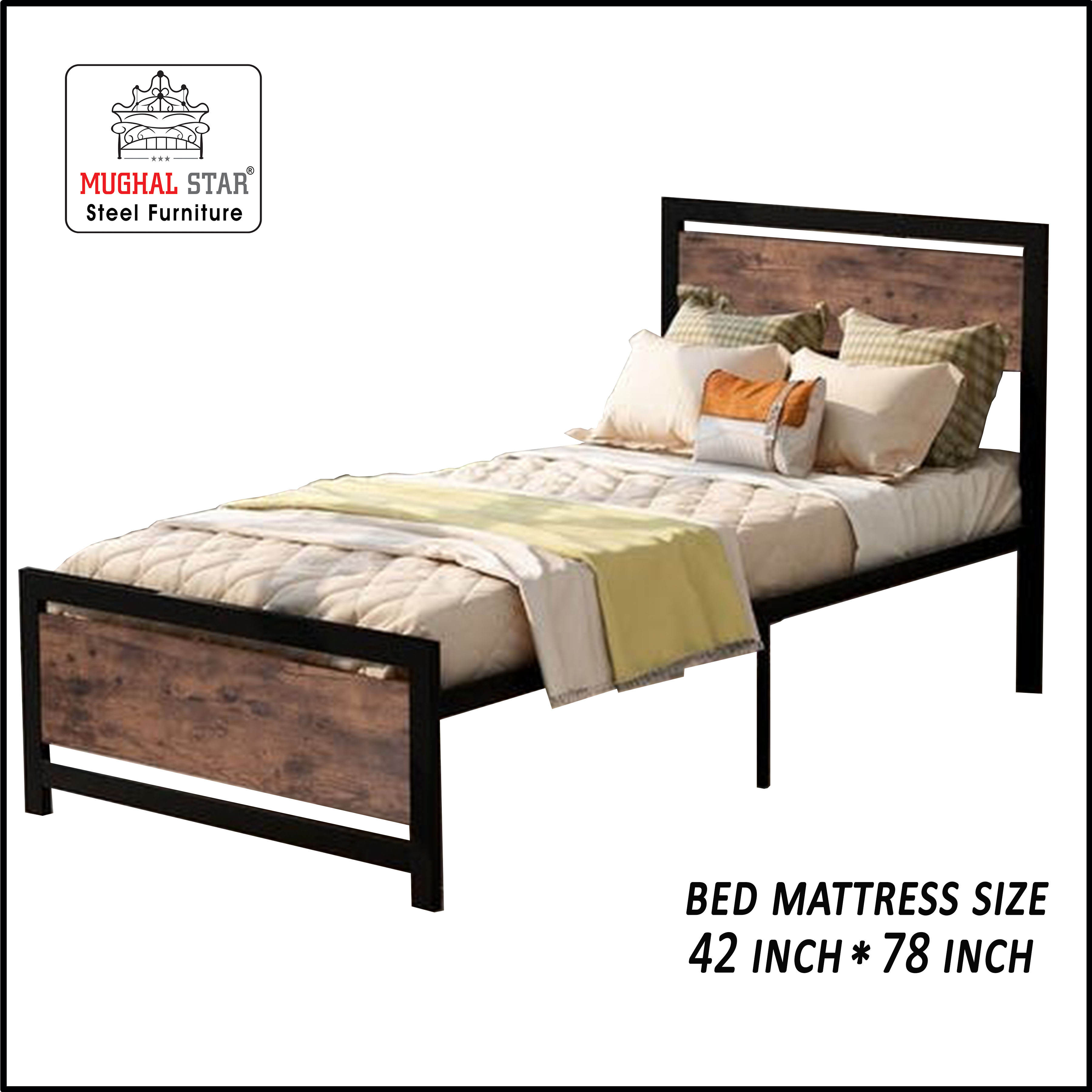 Iron Wood Bed Single / Iron Bed / Mughal Star Steel Furniture | Daraz.pk