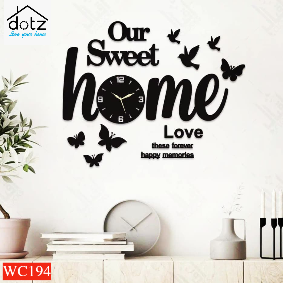 Dotz Brand Sweet Home Butterflies and Birds Wall Clock, 3D Wooden Watch ...
