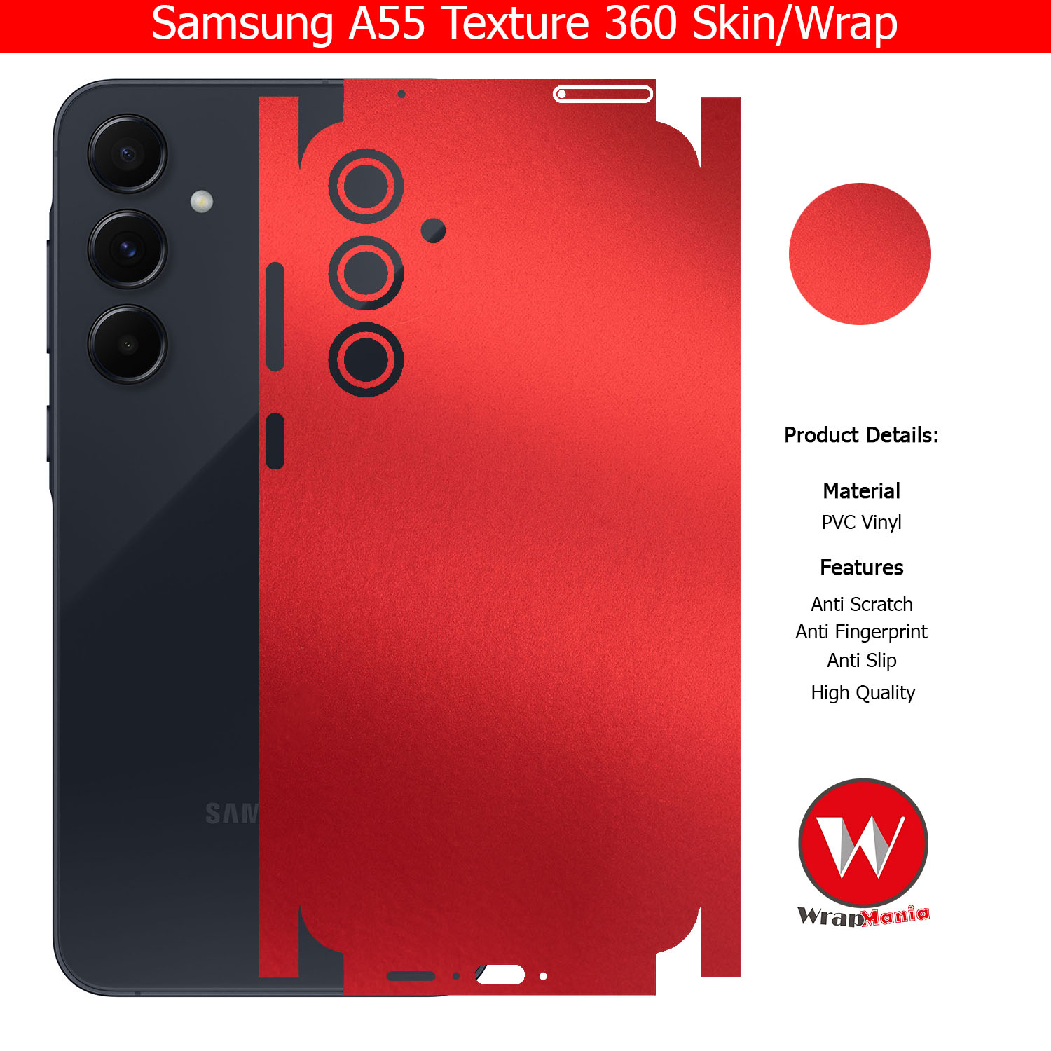 Samsung Galaxy A55 Skin/Wrap 360 Protection Sheet/ Carbon fiber/ Matte ...