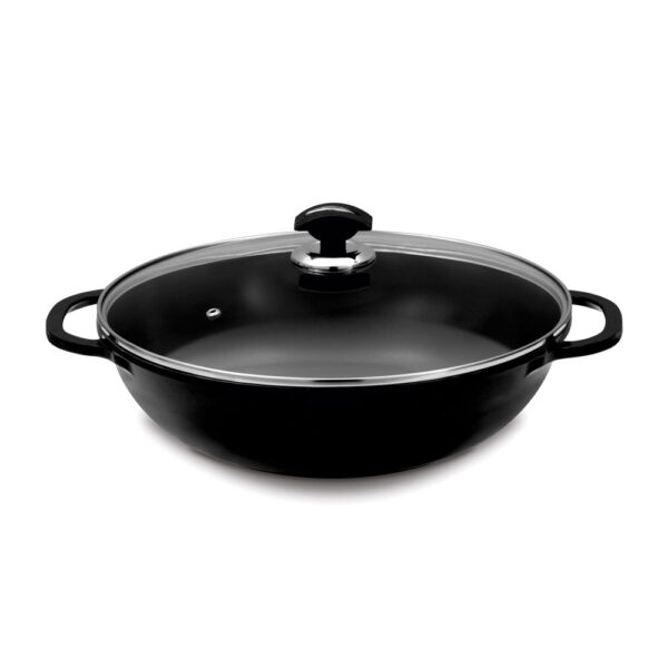 Cooking Wok, Sonex Die-Cast Deluxe Non-Stick Karahi with Glass Lid - 28cm & 32cm, PTFE Non-Stick ...