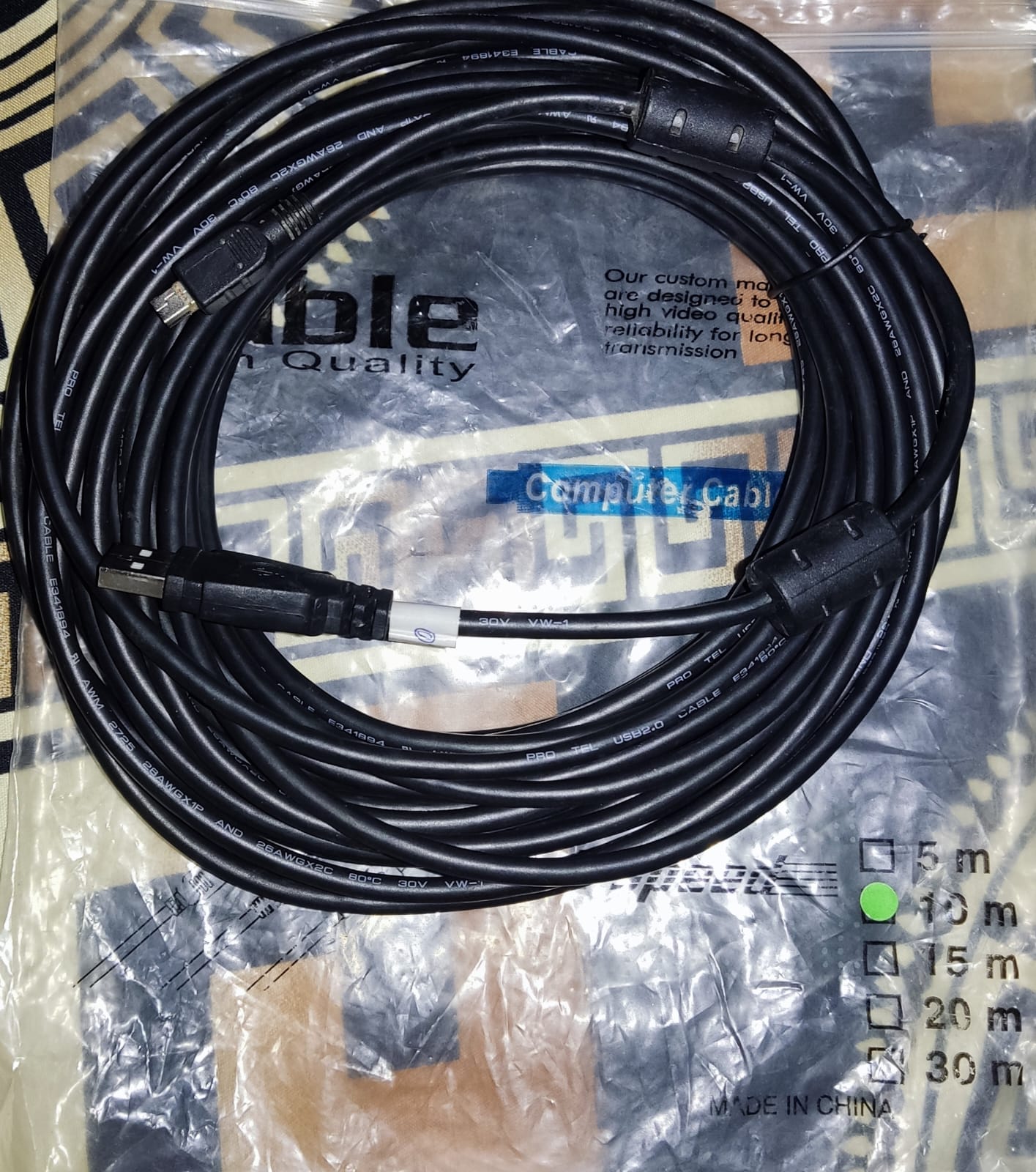 pro tel usb2.0 cable e341894 awm 2725 28awg/1p and 26awg 2c 30v vw-1 ...