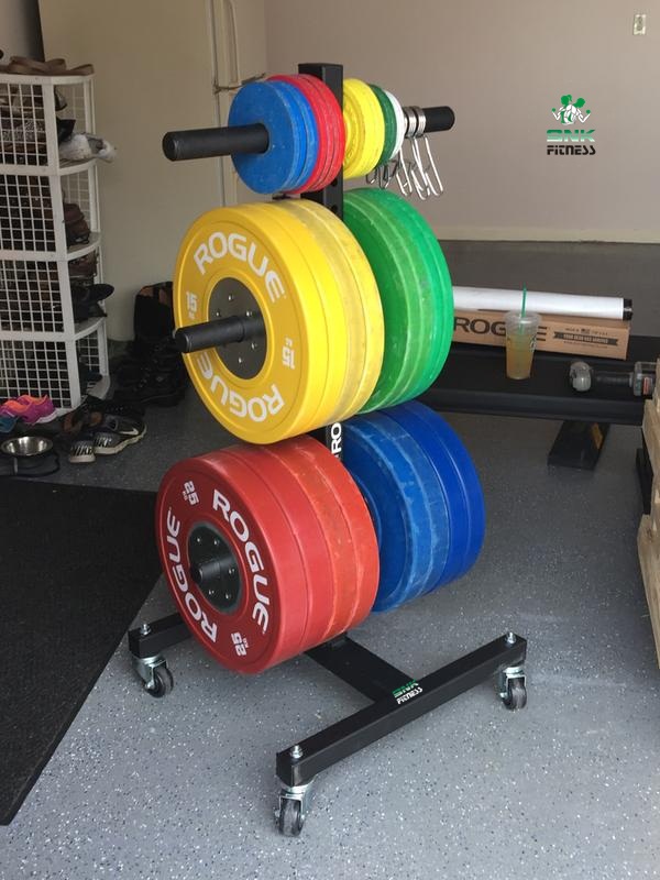 Olympic Weight Plate Tree and Vertical Bar Holder Storage Rack ...