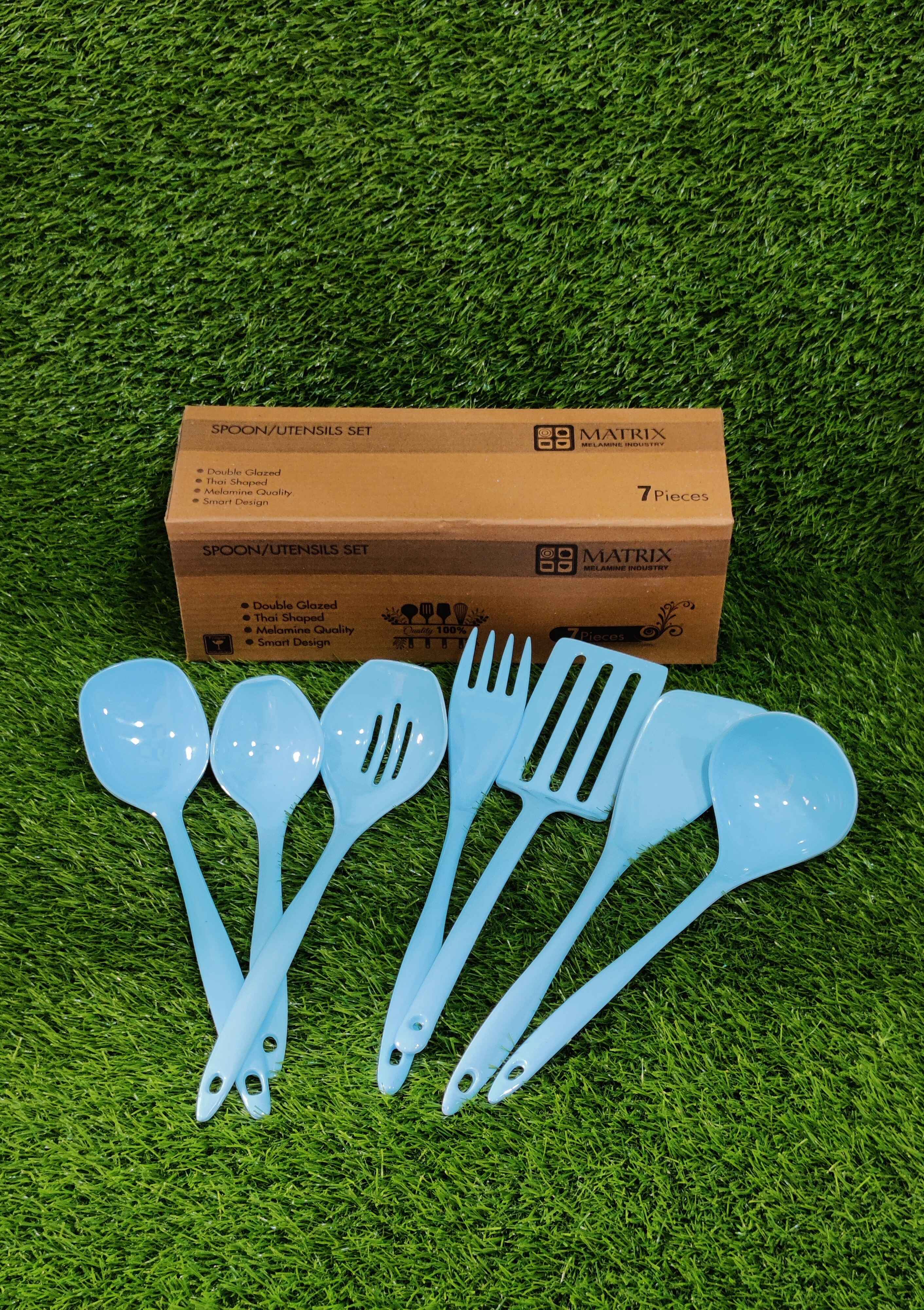 7 Pieces Melamine Kitchen Tool Set- Colourfull \ Spoon set \ Plastic ...