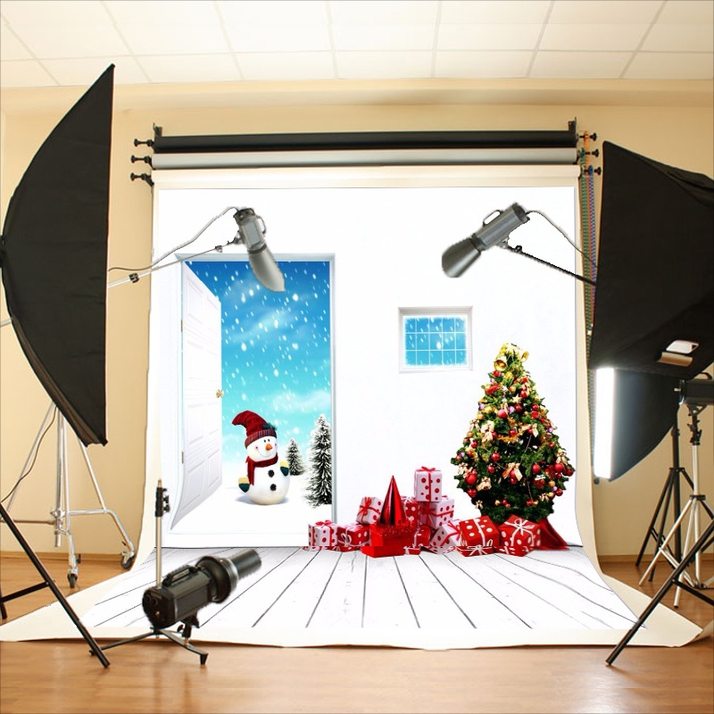 7x5ft Christmas Tree Snowman Photography Backdrop Studio Background ...