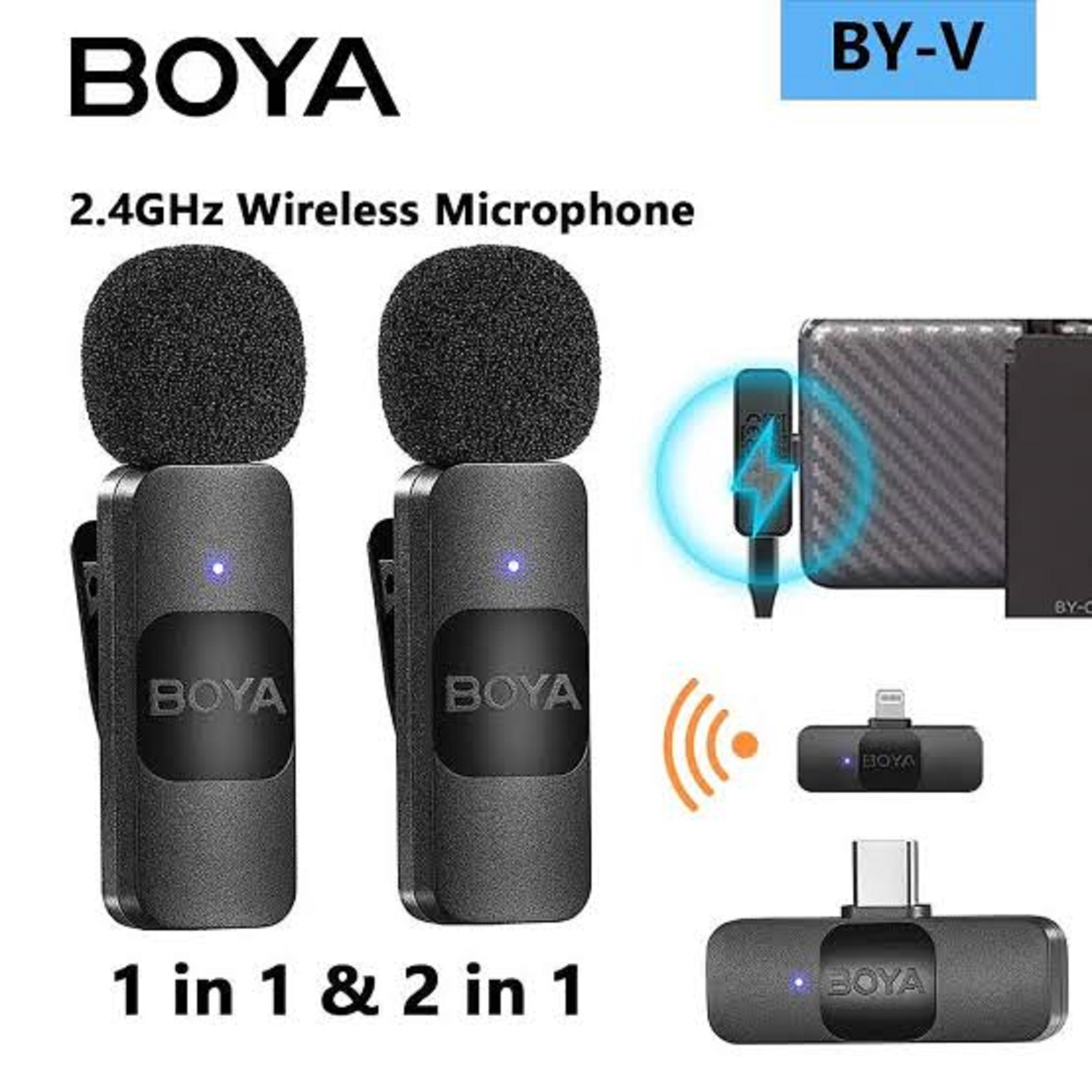 WIRELESS MIC K9 Dual Microphone Mic Plug & Play USB Type C MIC Plug ...
