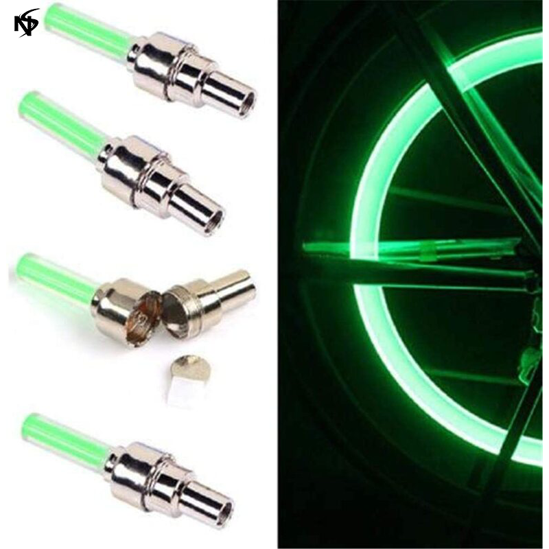 2 Pcs LED Flash Waterproof Bicycle Accessories Wheel Tyre Tire Valve ...