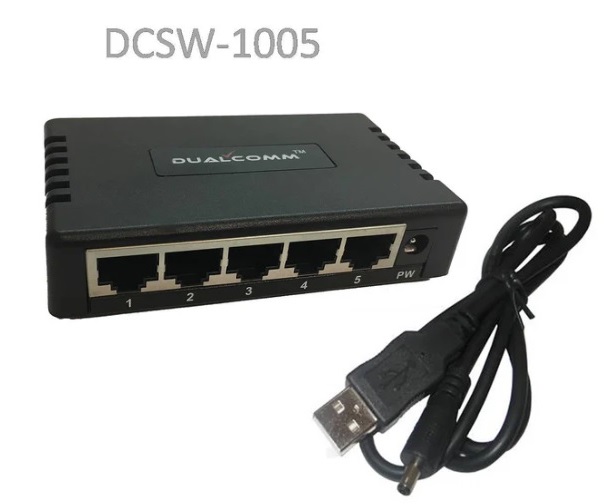 DualComm Mini 5-Port USB Powered Ethernet Switch DCSW-1005U | USB ...