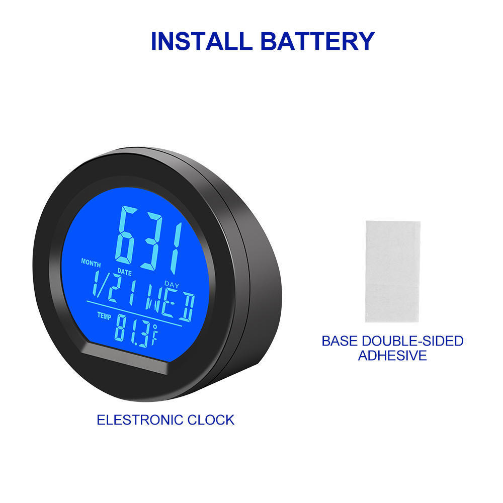 Solar Car Clocks For Dashboard Digital LCD Clock Temperature Time ...