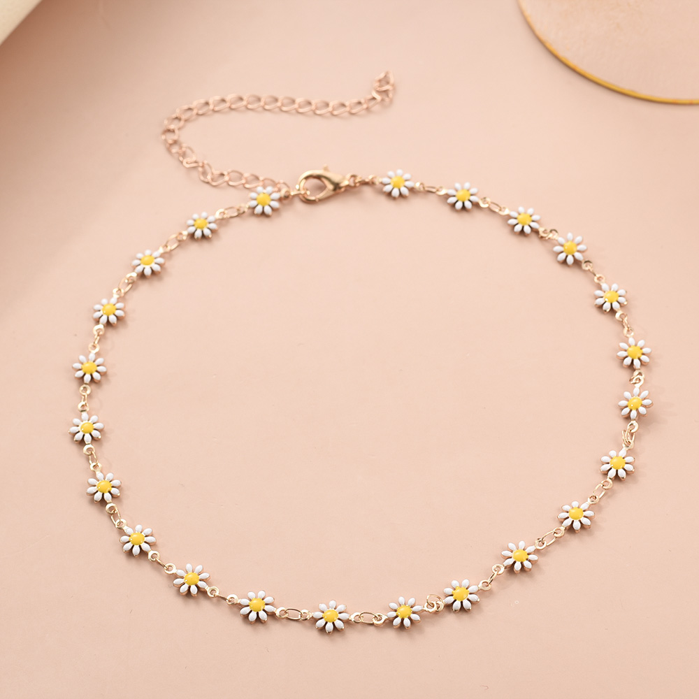 Korean Fashion Flower Daisy Clavicle Chain Necklaces For Women Cute ...
